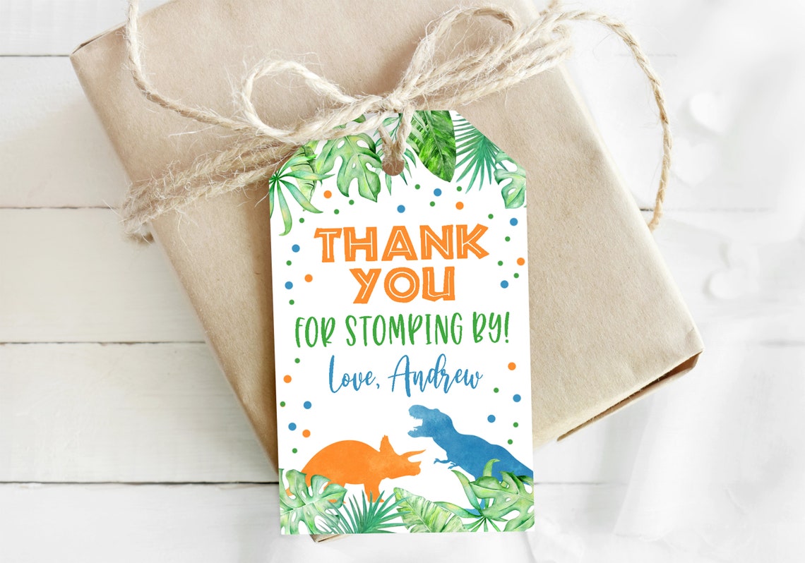 EDITABLE Dinosaur Favor Tag Printable Dinosaur Birthday Thank - Etsy