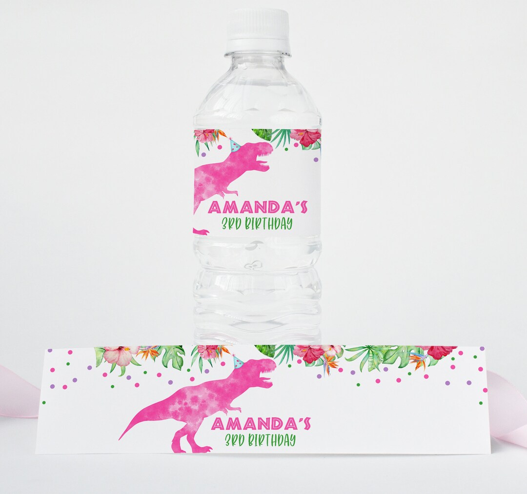 EDITABLE Dinosaur Bottle Label T-rex Dinosaur Water Labels Printable ...