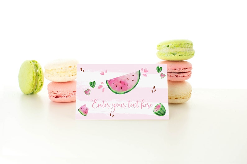 EDITABLE Watermelon Tent Card Pink Watermelon Food Tags Girl One in a ...