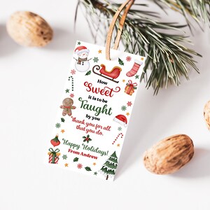 EDITABLE How Sweet It is to Be Taught by You Christmas Gift Tag Holiday ...
