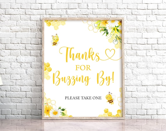 Thanks for Buzzing by Sign Bumble Bee Table Decor Sign Please | Etsy