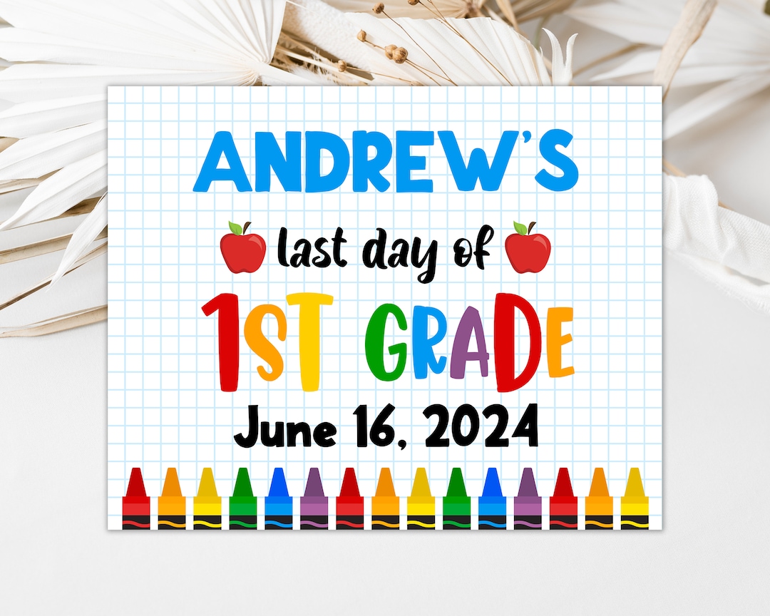 Editable Last Day of 1st Grade Sign Rainbow Last Day of School Sign Any ...
