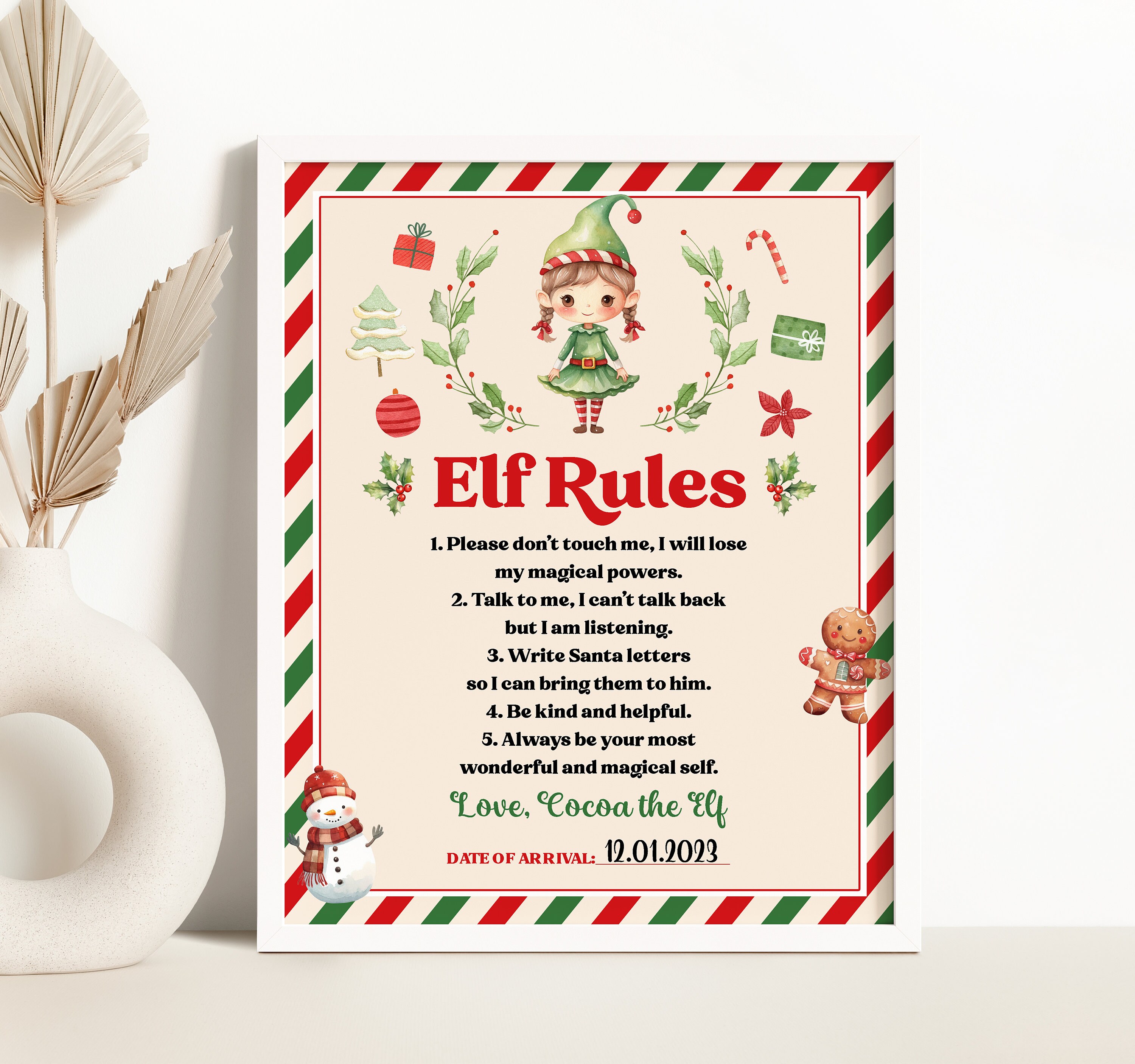 Editable Elf Rules to Follow Santa Elf Arrival Rules Sign Elf No ...