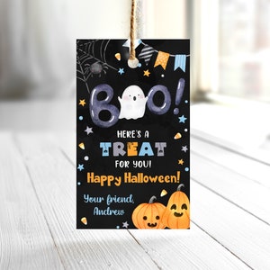EDITABLE Halloween Treat Tags Boo Halloween Tag Blue Halloween Pumpkin ...