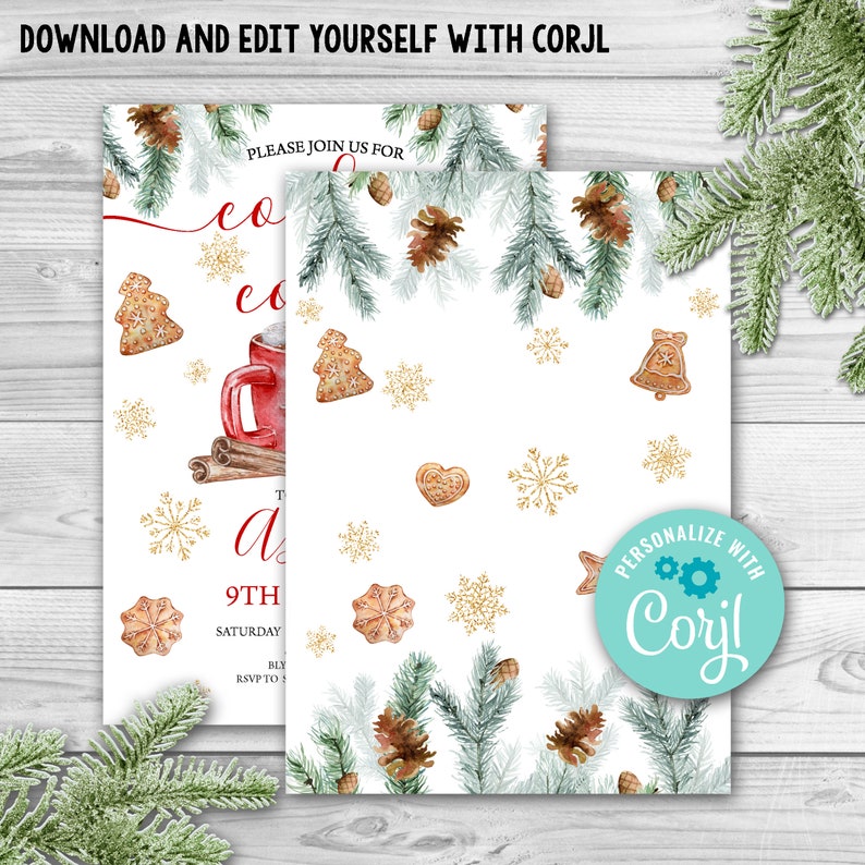 EDITABLE Cookies and Cocoa Birthday Invitation Hot Cocoa Party | Etsy