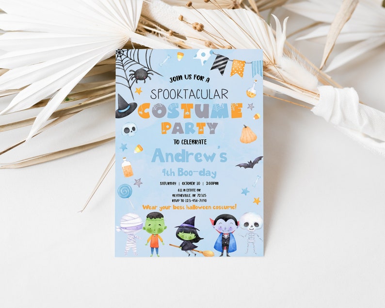 Editable Halloween Costume Party Invitation Halloween Birthday ...