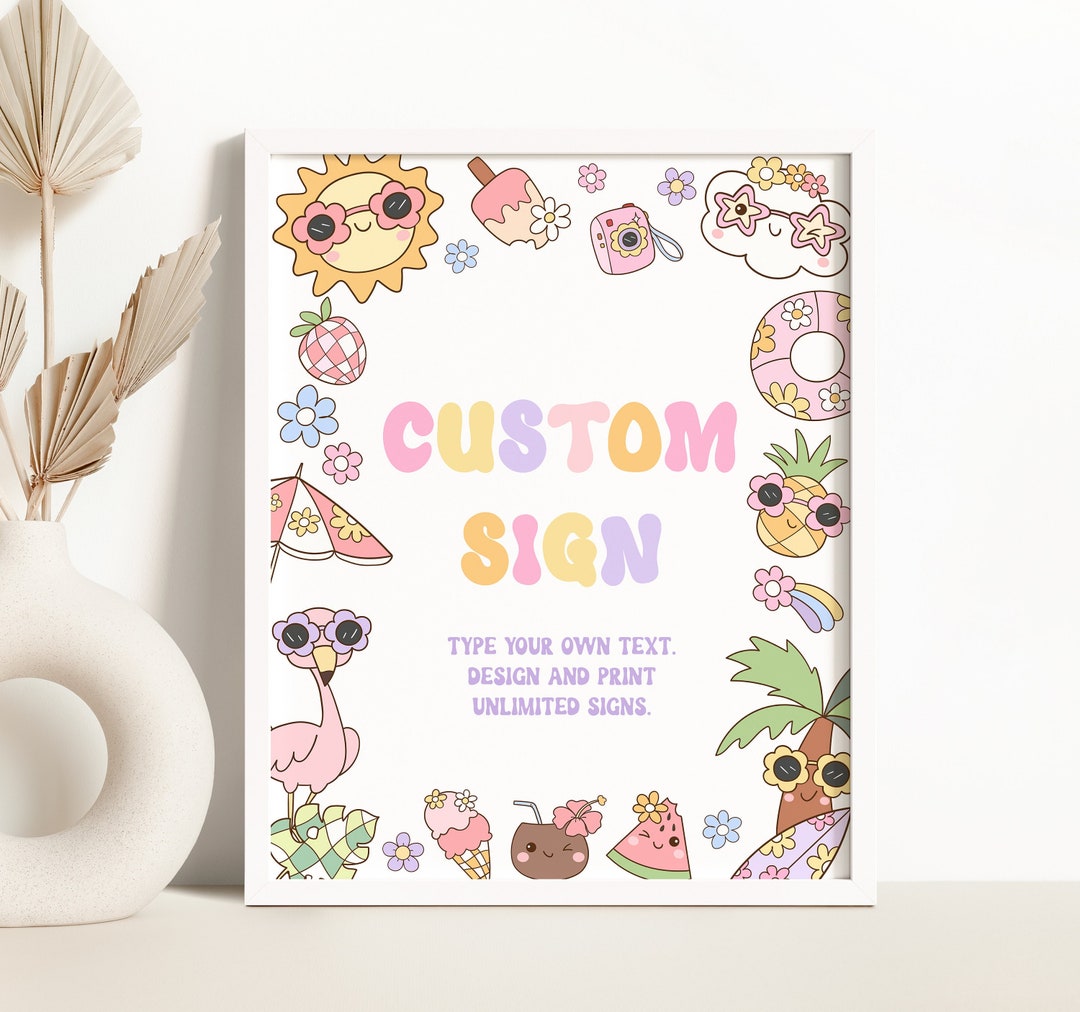 Pool Party Fully Editable Custom Sign Editable Splish Splash Birthday ...