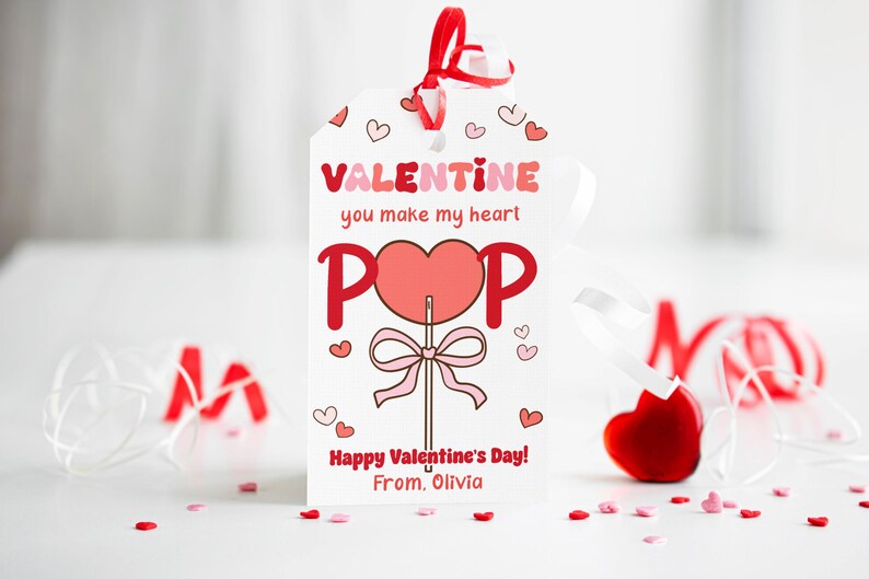 Editable You Make My Heart Pop Valentine's Day Gift Tag Valentine ...