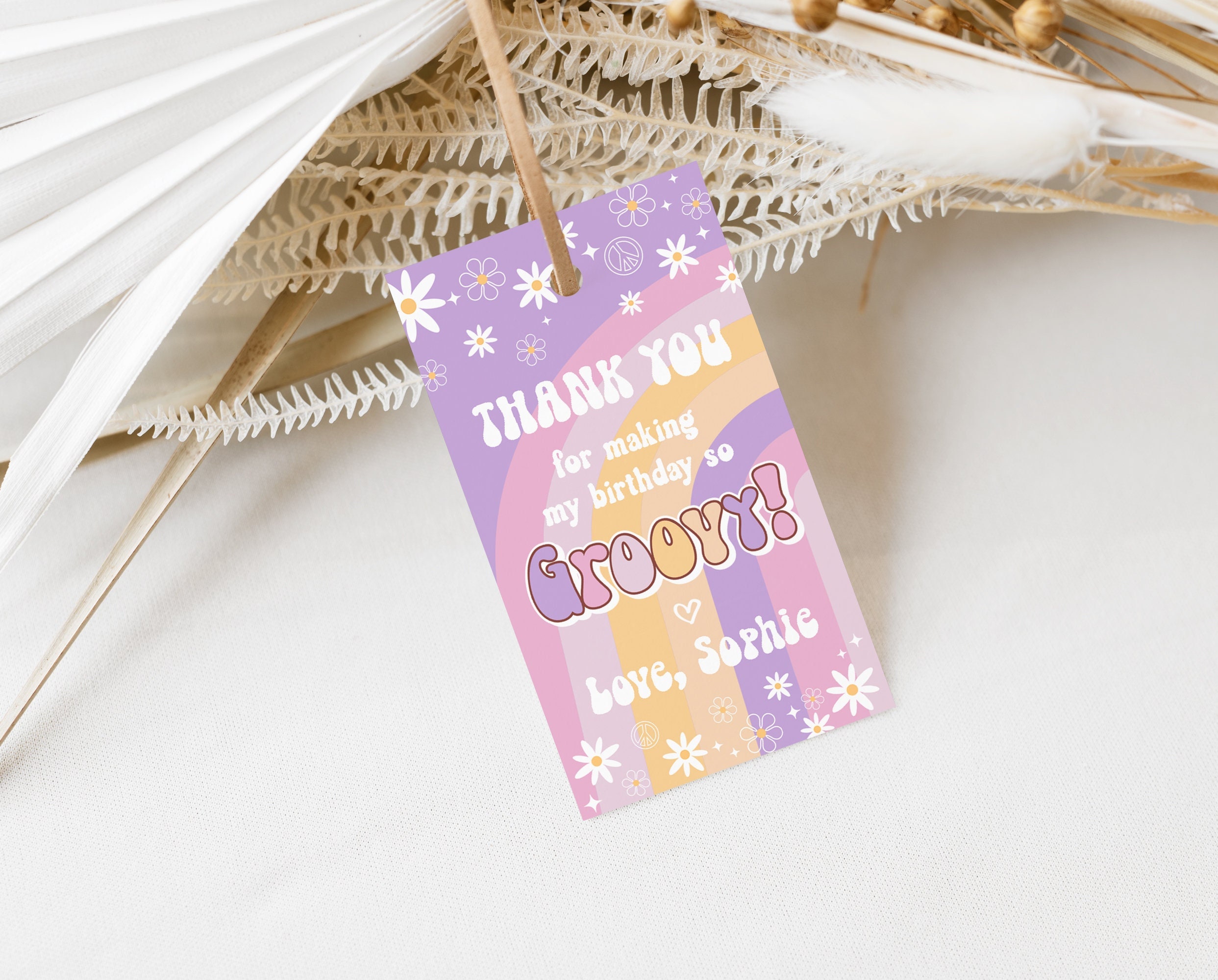 EDITABLE Groovy Birthday Favor Thank You Tag Groovy Birthday - Etsy