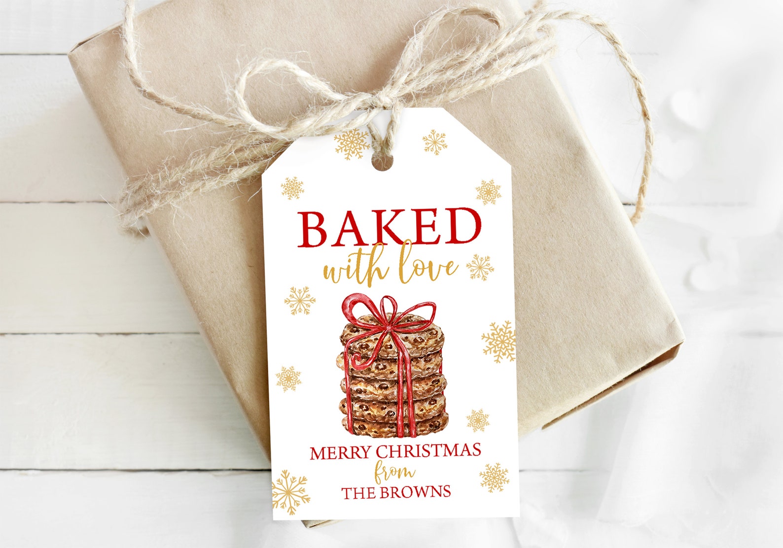 Editable Baked With Love Tag Christmas Gift Tags Christmas | Etsy