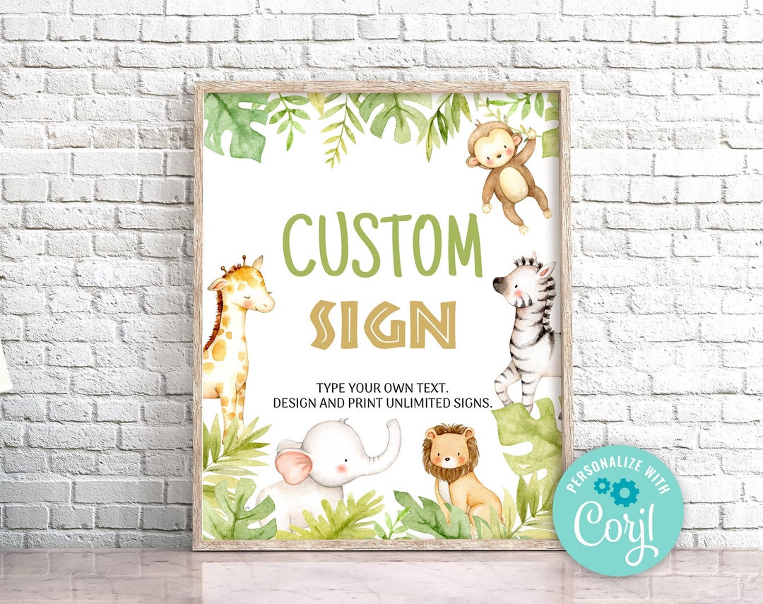 EDITABLE Safari Animals Birthday Table Sign Wild Animals Sign Custom ...
