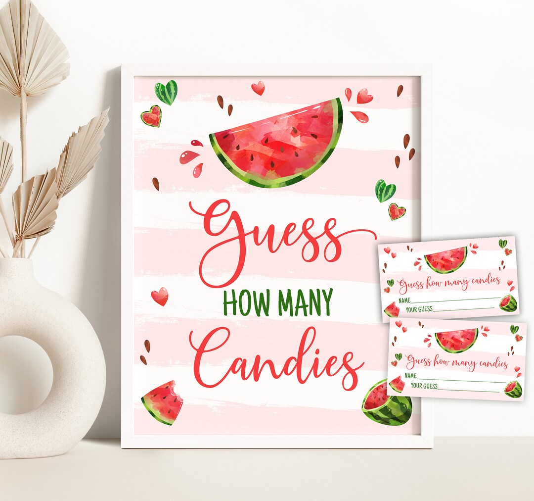 Watermelon Guess How Many Candies Game Sign Watermelon Candies Baby ...