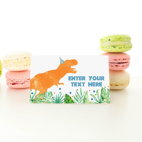 EDITABLE Dinosaur Food Cards T-rex Food Label Dinosaur Place - Etsy