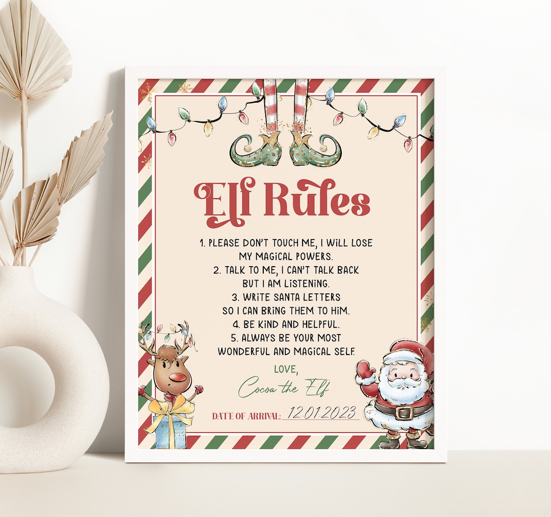 Editable Elf Rules to Follow Santa Elf Arrival Rules Sign Elf No ...
