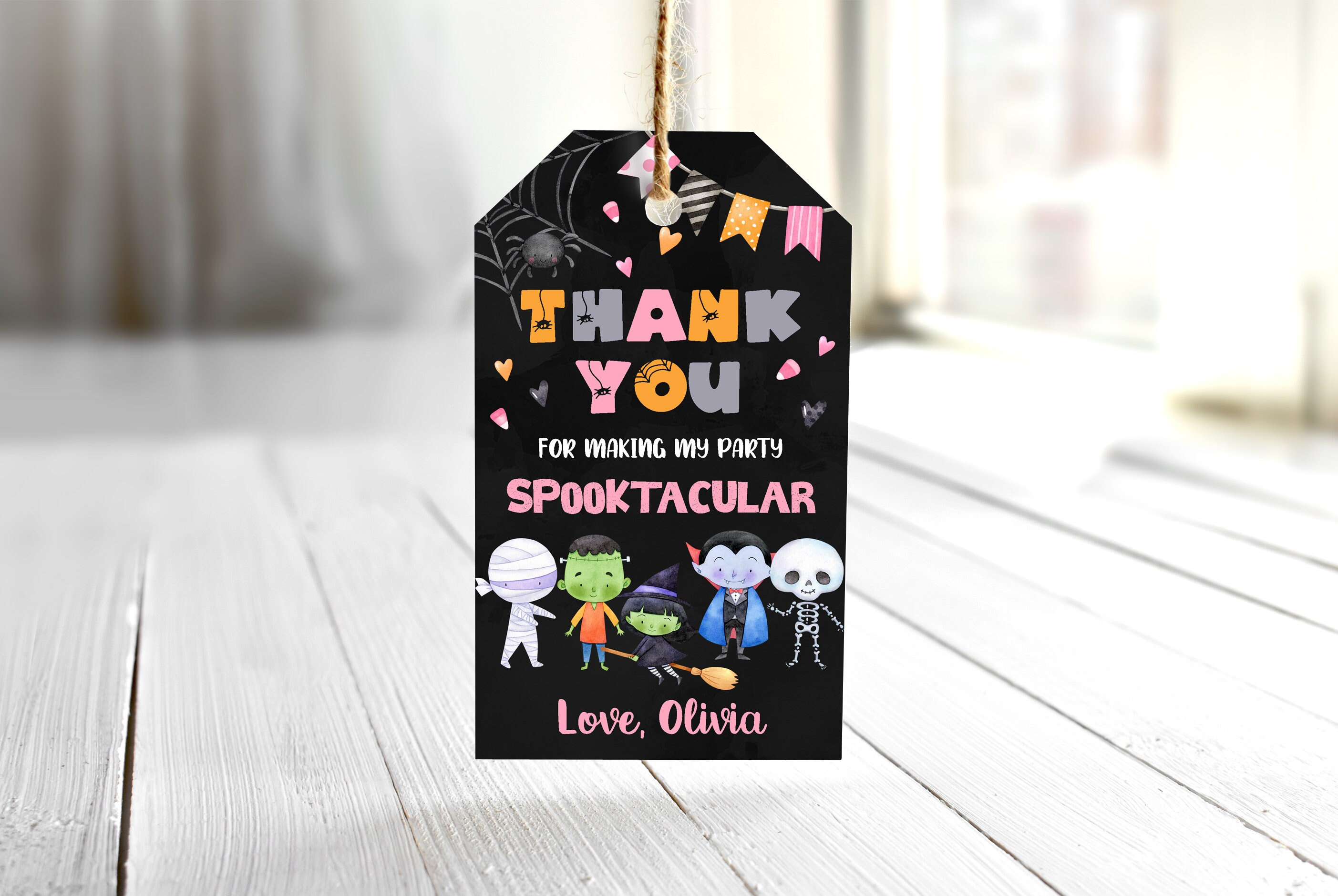 EDITABLE Halloween Birthday Thank You Tag Halloween Treat Tags - Etsy