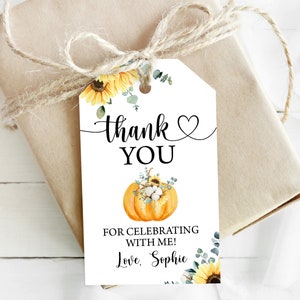 EDITABLE Pumpkin Thank You Tags, Pumpkin Favor Tag, Pumpkin Gift Tags ...