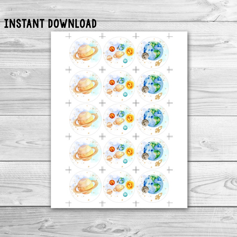 Outer Space Birthday Cupcake Toppers Galaxy Birthday Party - Etsy