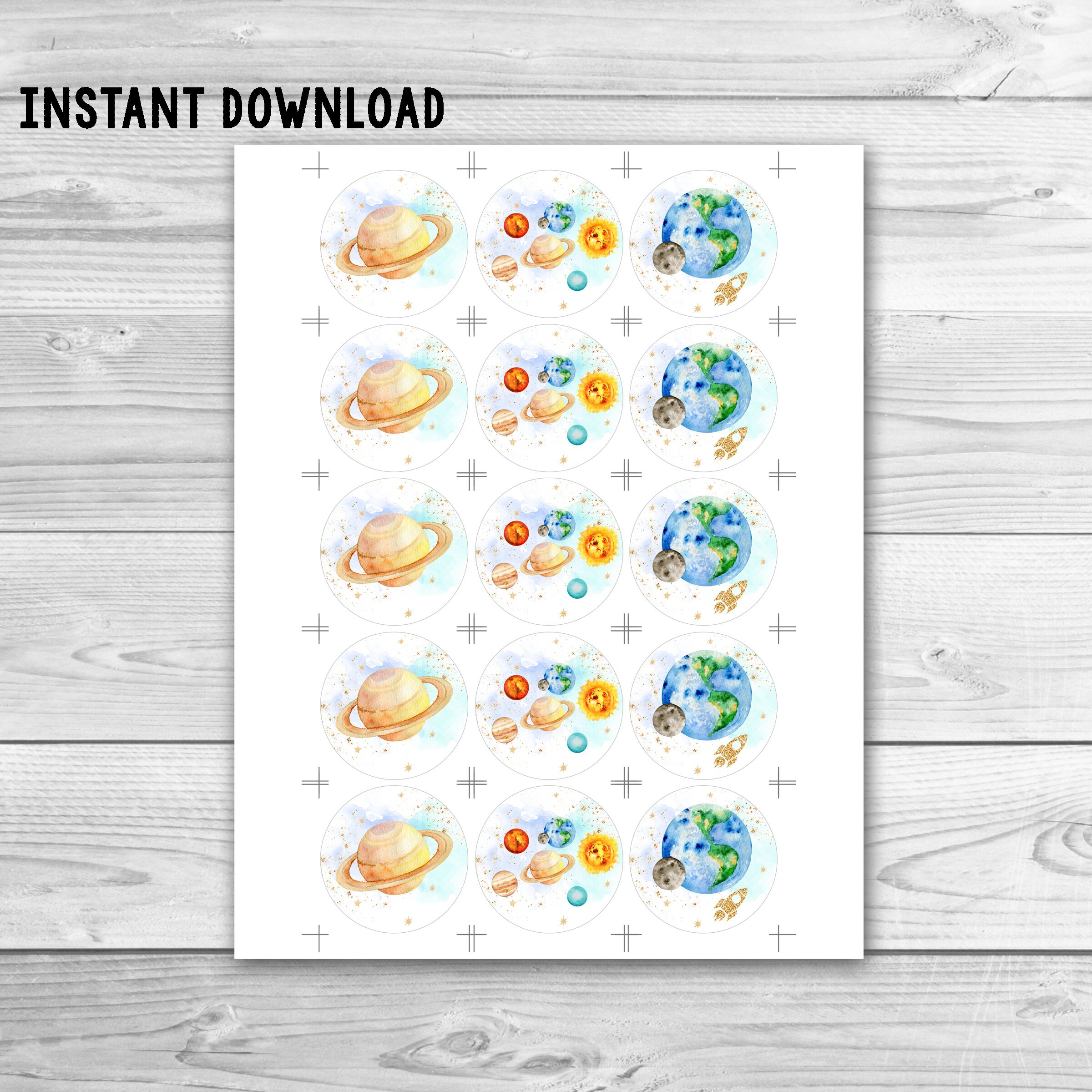 Outer Space Birthday Cupcake Toppers Galaxy Birthday Party | Etsy