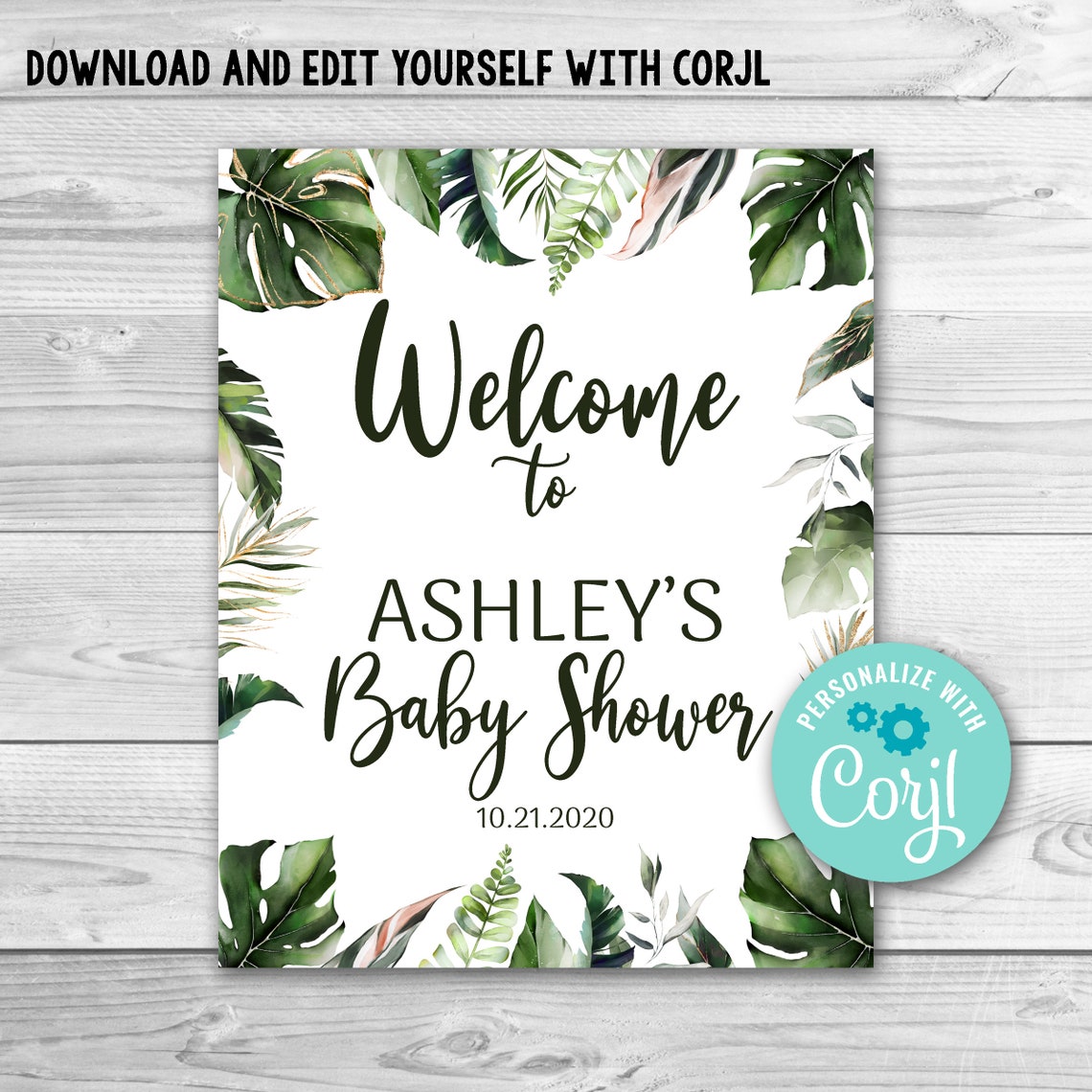 Editable Tropical Welcome Sign Instant Download Tropical Baby - Etsy