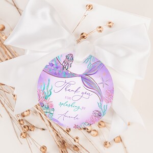 EDITABLE Mermaid Thank You for Splashing by Birthday Favor Tag Mermaid ...