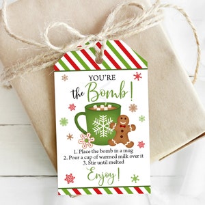 Hot Cocoa Bomb Tags, Hot Chocolate Bomb Instructions Favor Tag Hot ...