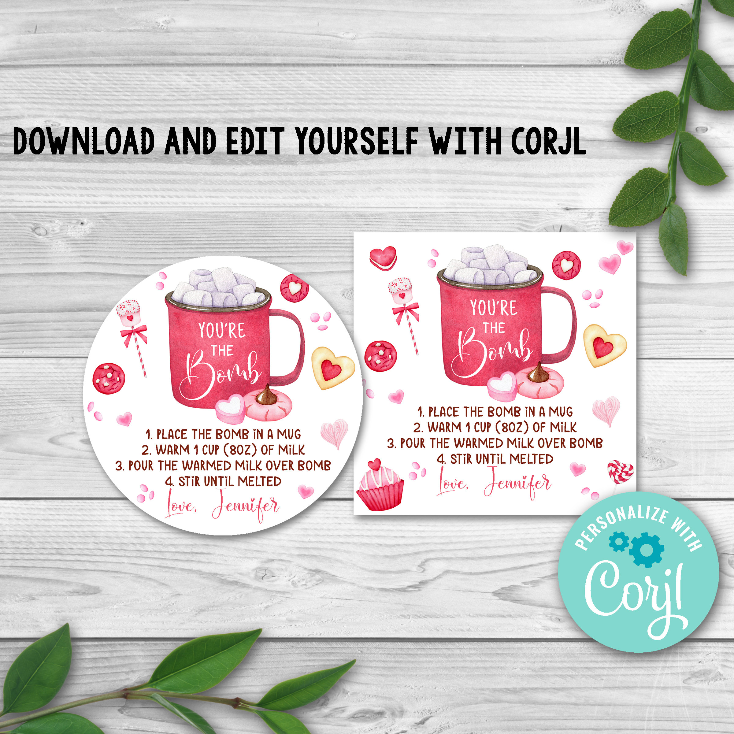 Valentine Hot Cocoa Bomb Tags Hot Chocolate Bomb Instruction | Etsy