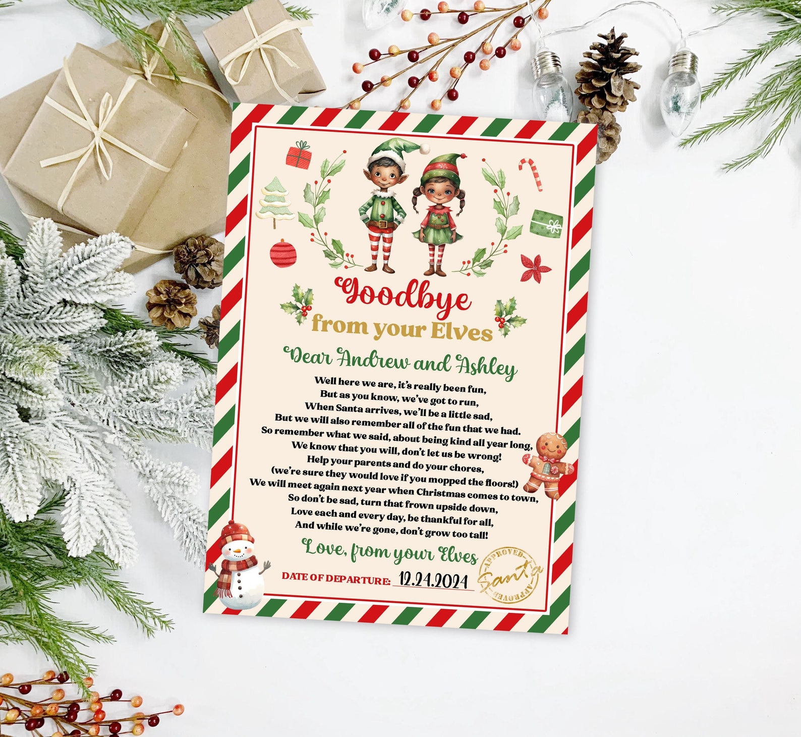 EDITABLE Elf Goodbye Letter Elves Letter Elf Departure Letter Goodbye ...