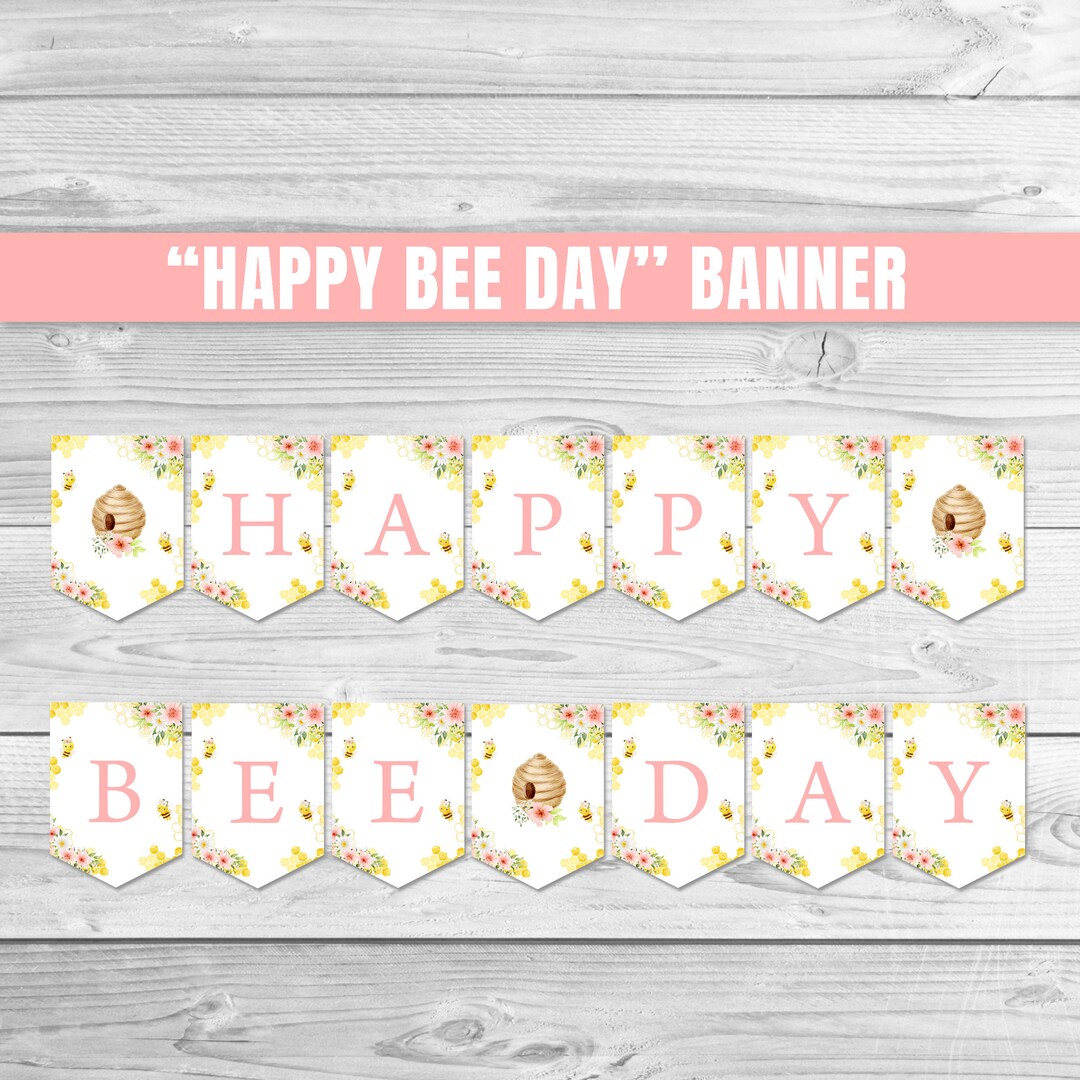 Bee Happy Bee Day Banner Bee 1st Birthday Banner Bee Birthday Banner ...