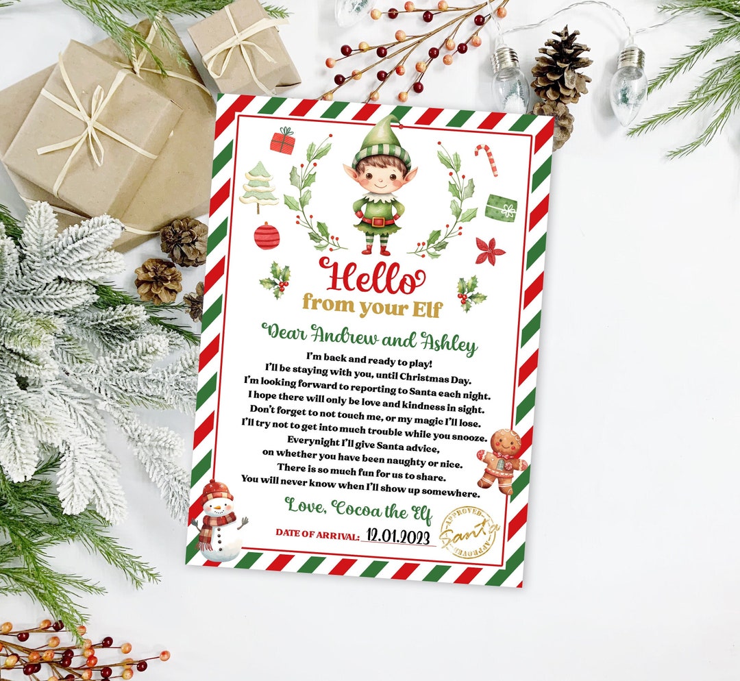 EDITABLE Elf Arrival Letter Elf I'm Back Letter Elf Welcome Back Letter ...