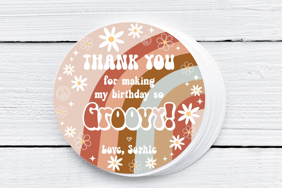 EDITABLE Groovy Birthday Favor Thank You Tag Groovy Birthday Favor Tag ...