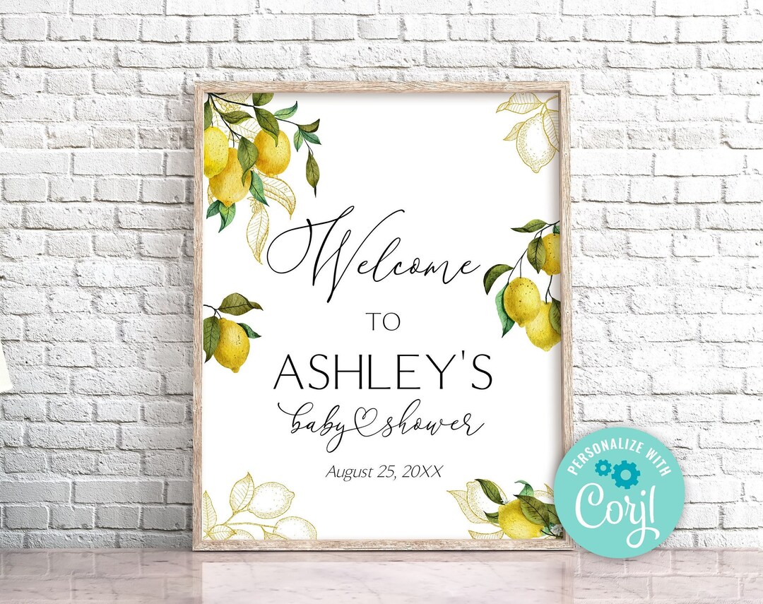 Editable Lemon Welcome Sign Mama's Main Squeeze Baby Shower Sign Citrus ...