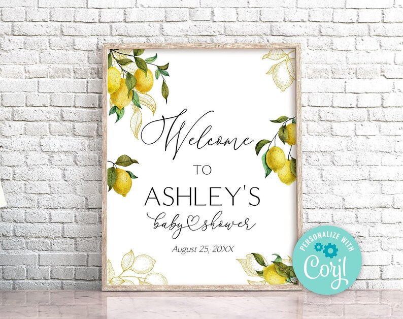 Editable Lemon Welcome Sign Mama's Main Squeeze Baby - Etsy