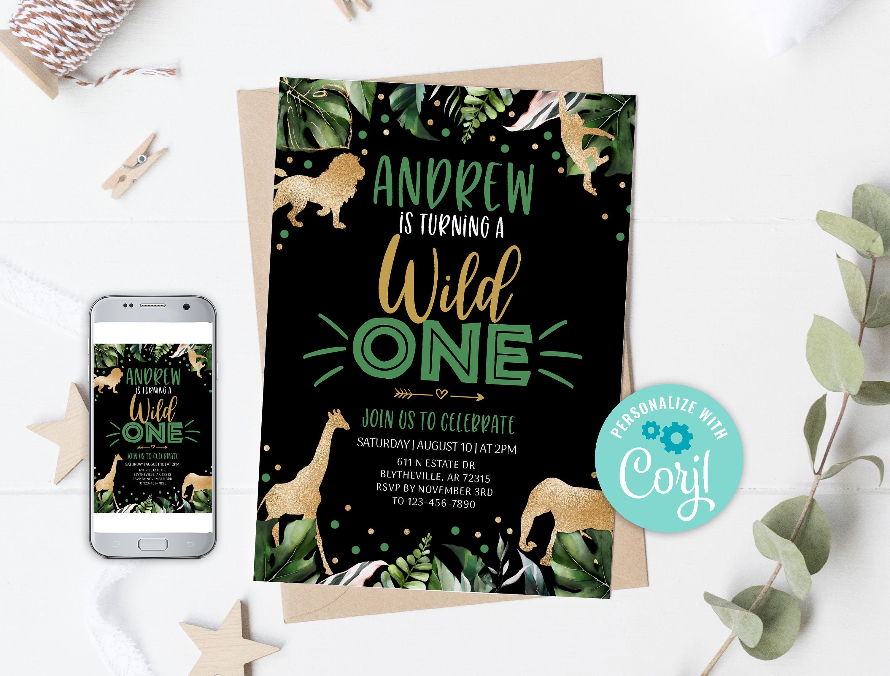 EDITABLE Wild One Birthday Invitation Safari Party | Etsy