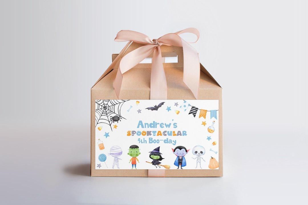 EDITABLE Halloween Birthday Gable Box Favor Labels Spooktacular ...