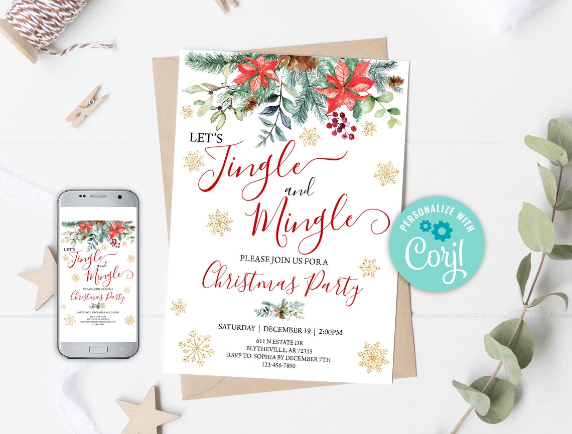 EDITABLE Jingle and Mingle Christmas Invitation Christmas - Etsy