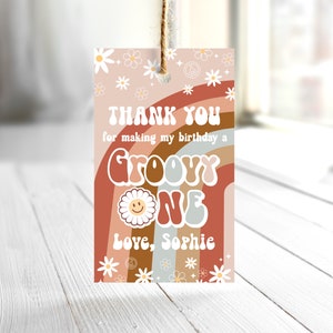 EDITABLE Groovy One Birthday Favor Thank You Tag Groovy Birthday Favor ...