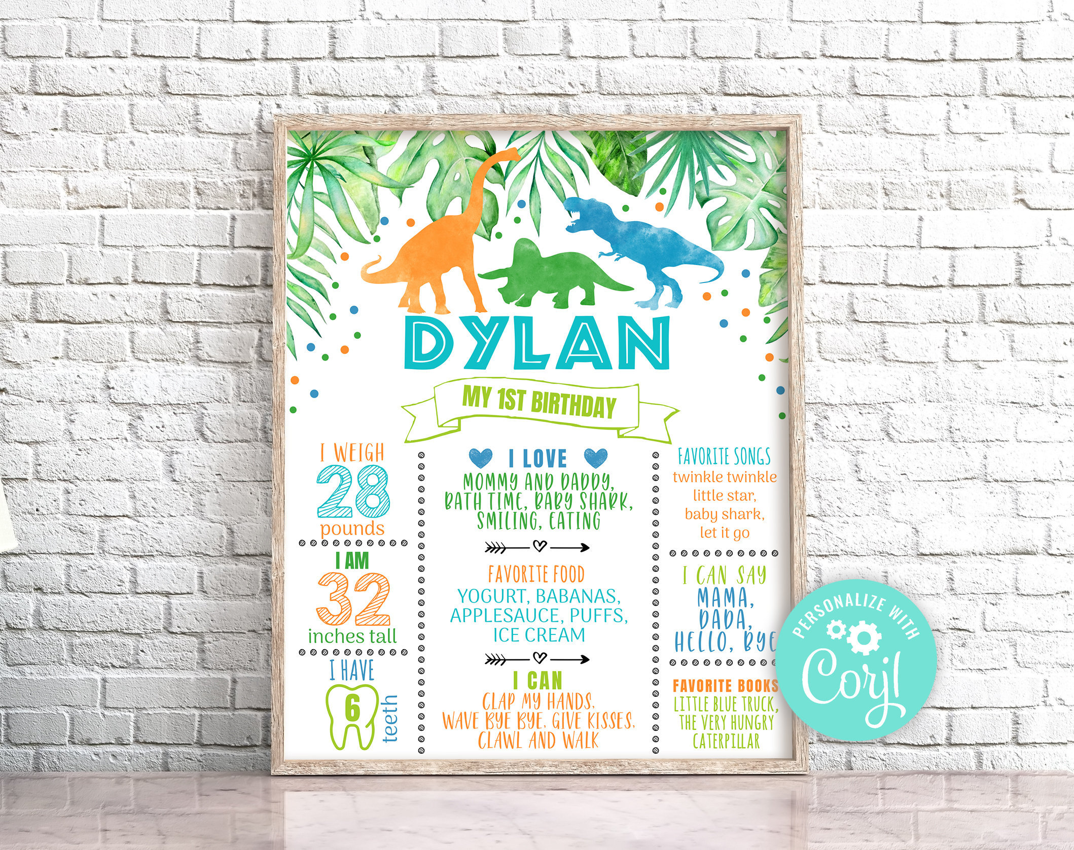 Editable Dinosaur Milestone Birthday Poster Safari Dino - Etsy