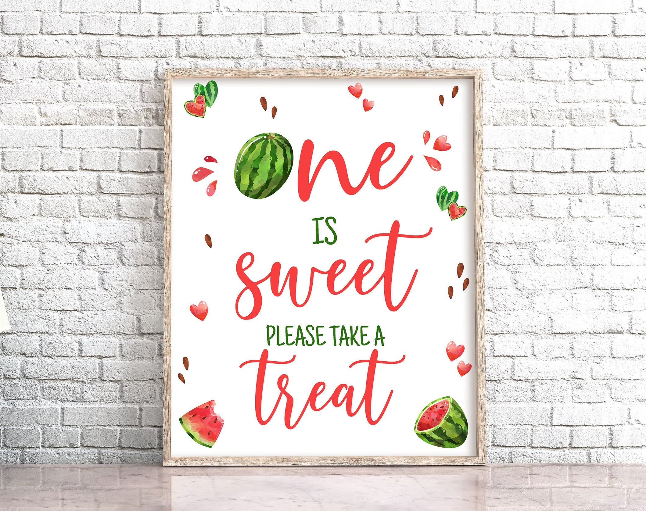 Watermelon One is Sweet Please Take a Treat Sign, Watermelon Birthday ...