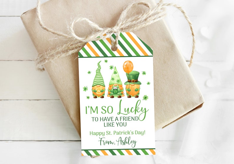 Editable St Patrick's Day Gift Tag St Patrick's Gnomes - Etsy