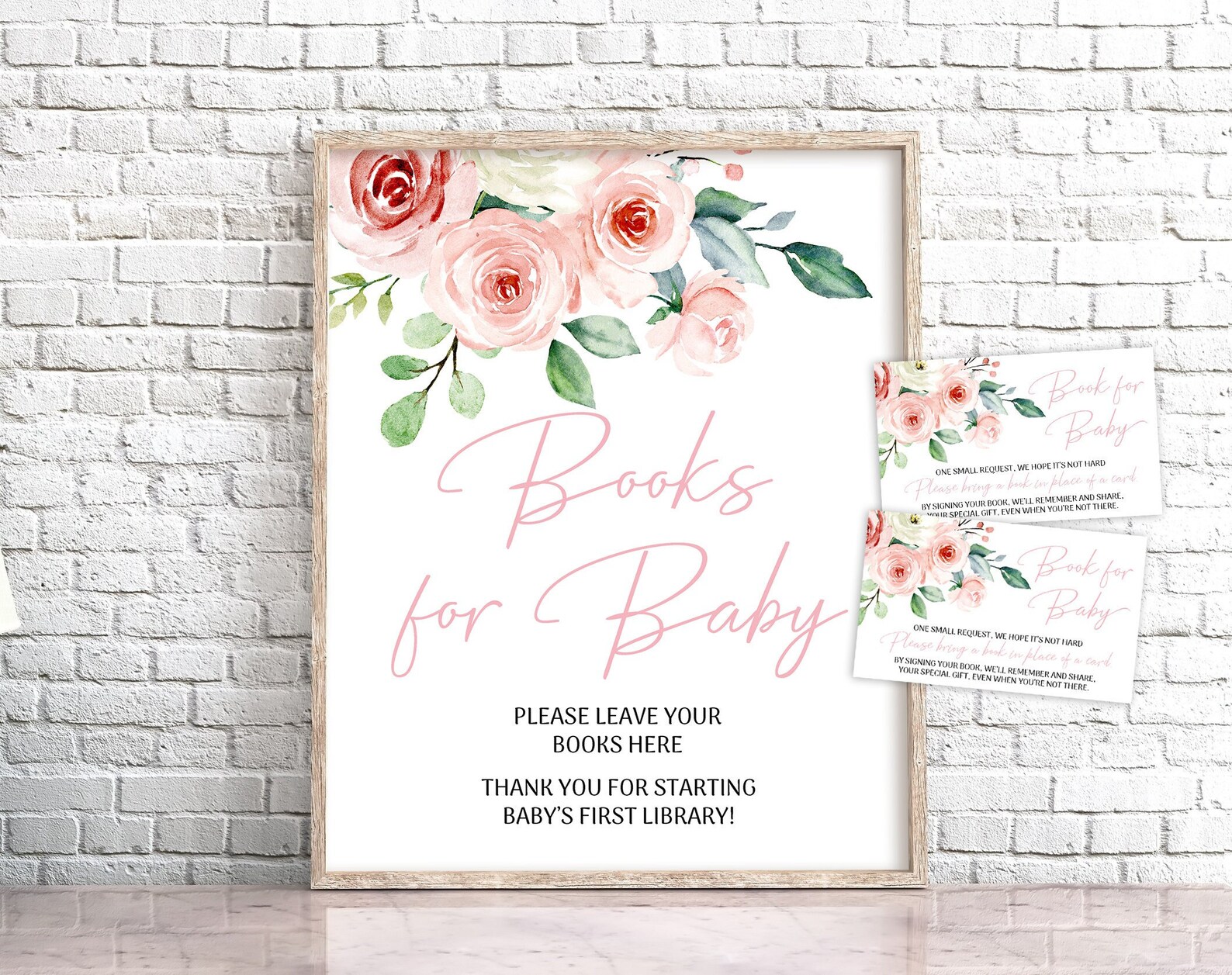 Pink Floral Books for Baby Baby Shower Sign Blush Floral Baby - Etsy
