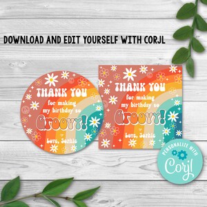 EDITABLE Groovy Birthday Favor Thank You Tag Groovy Birthday - Etsy