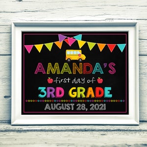 Editable First Day of Third Grade Sign First Day of School Sign ...