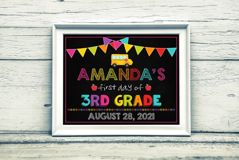 Editable First Day of Third Grade Sign First Day of School - Etsy