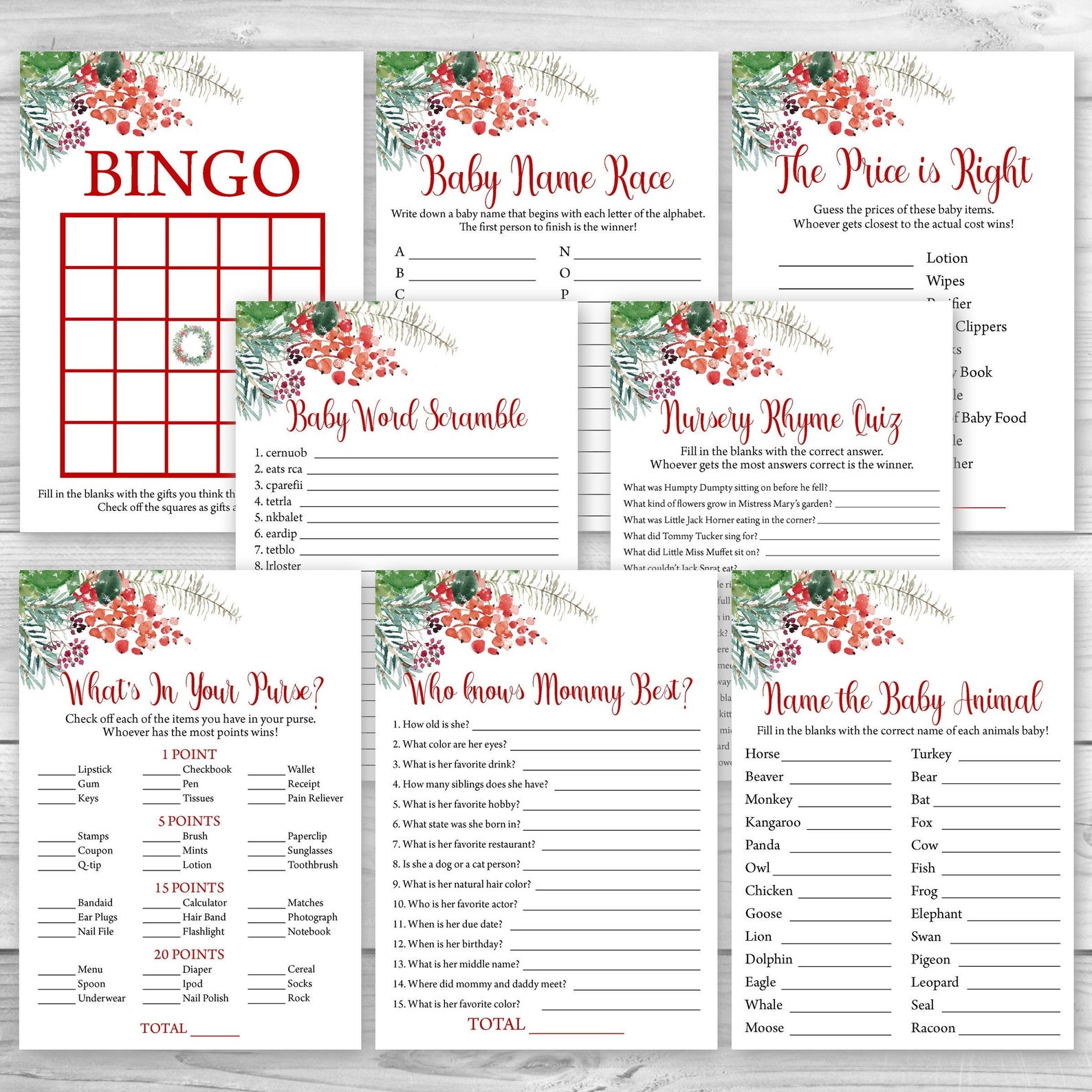 Winter Baby Shower Game Package 8 Printable Winter Baby | Etsy