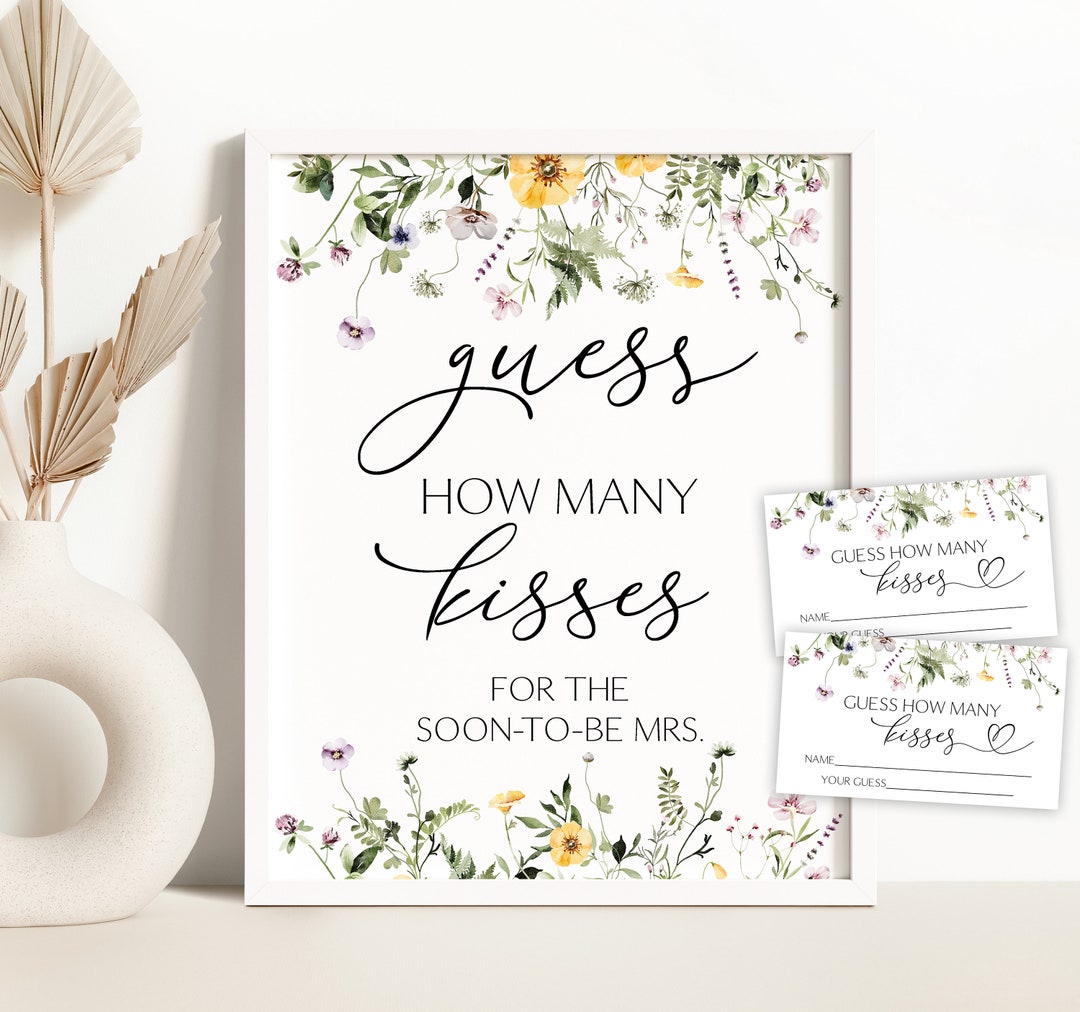 Wildflower Guess How Many Kisses Game Sign Wildflower Love is in Bloom ...