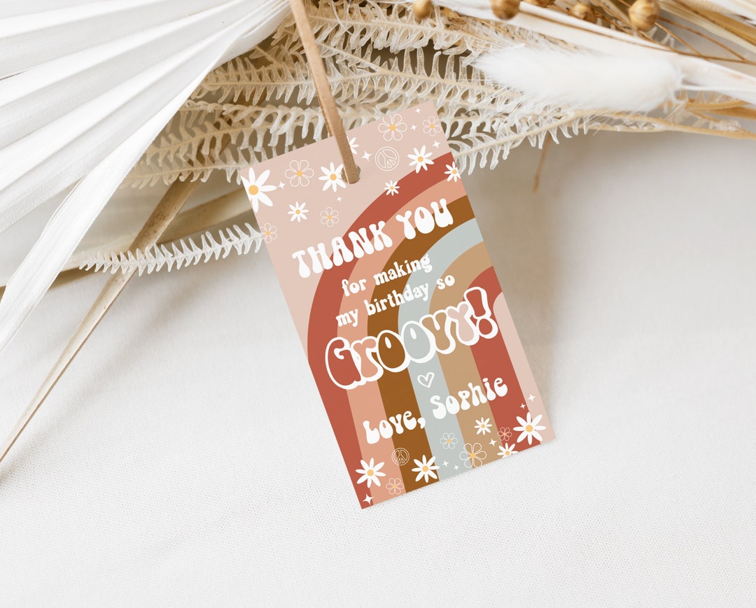 EDITABLE Groovy Birthday Favor Thank You Tag Groovy Birthday Favor Tag ...