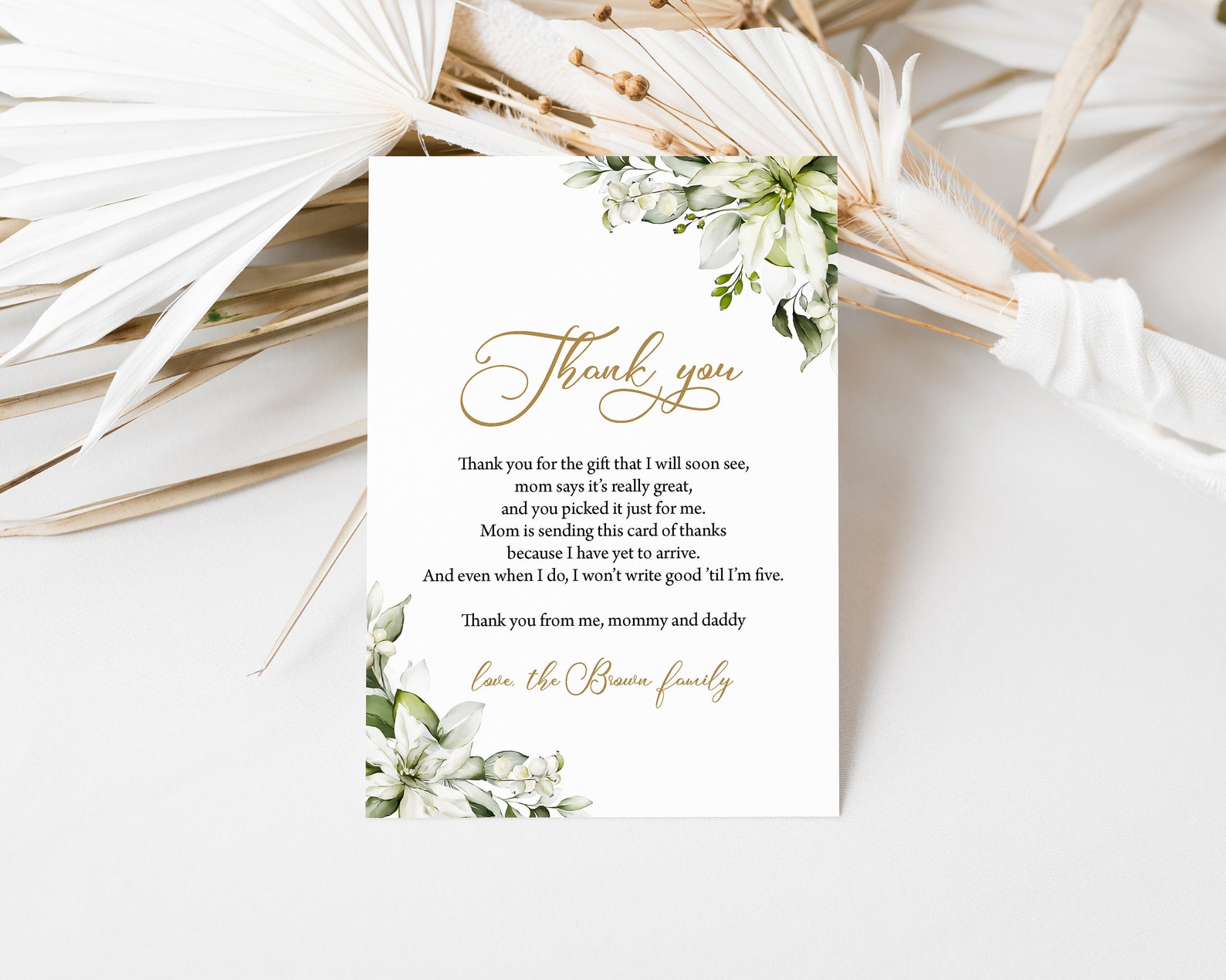 Editable Christmas Thank You Card Christmas Floral Thank You - Etsy