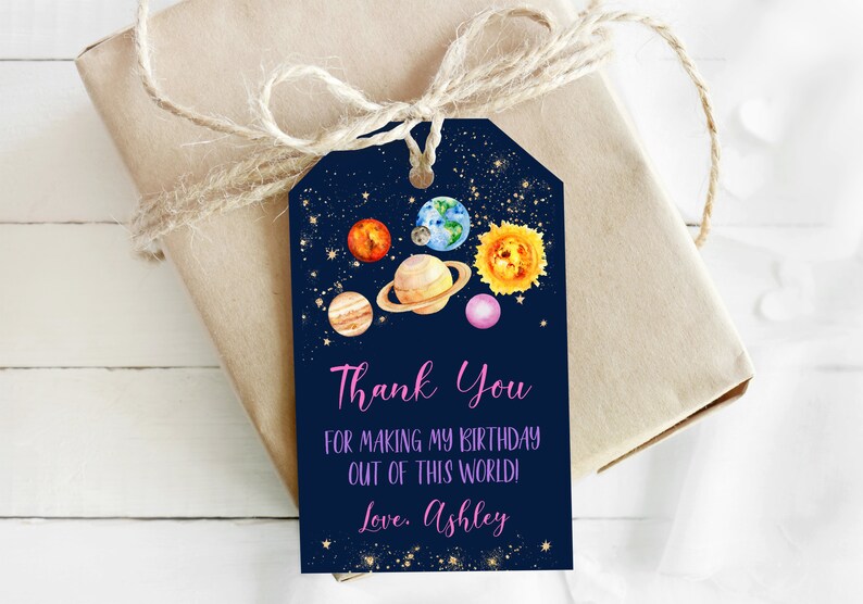 EDITABLE Space Birthday Favor Tags Galaxy Planets Outer Space Tag Outer ...