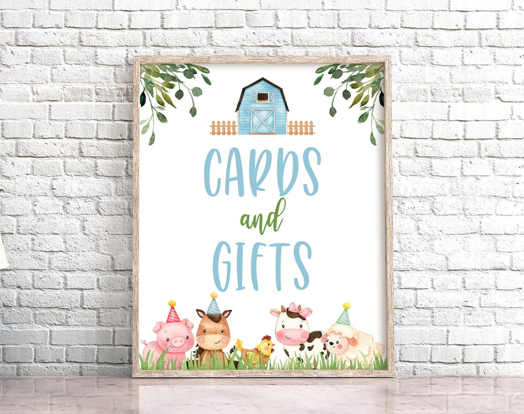 Farm Cards and Gifts Sign, Boy Farm Animals Cards and Gifts Sign ...