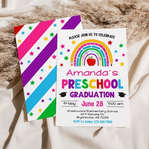 Preschool Graduation Invitation Editable Graduation Party Invite ...